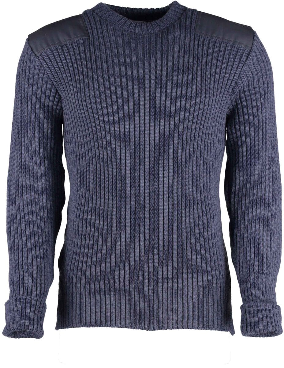 9024 - York Woolly Pully Crew Neck With Patches - Outdoor Knitwear