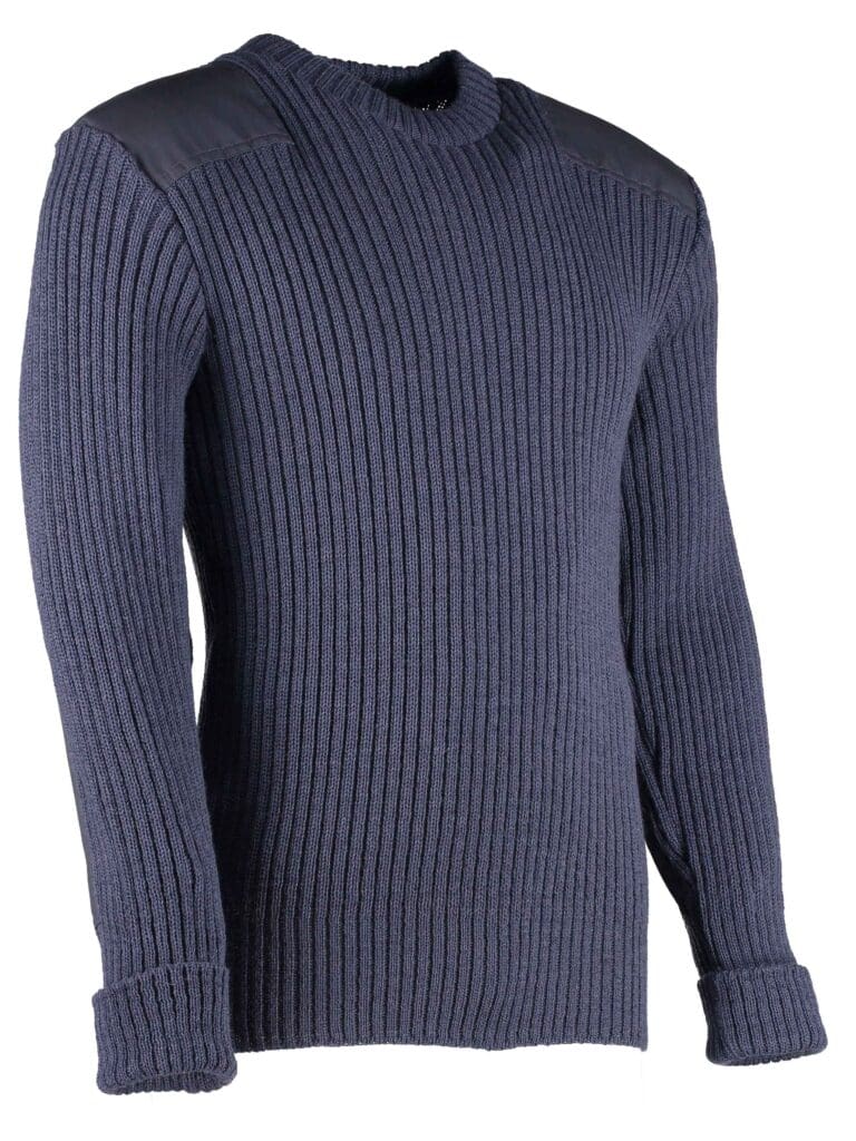 9024 - York Woolly Pully Crew Neck With Patches - Outdoor Knitwear