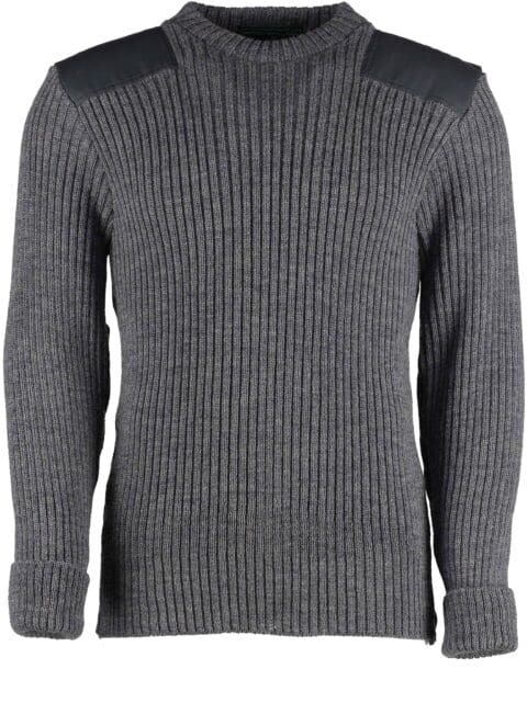 9024 - York Woolly Pully Crew Neck With Patches - Outdoor Knitwear