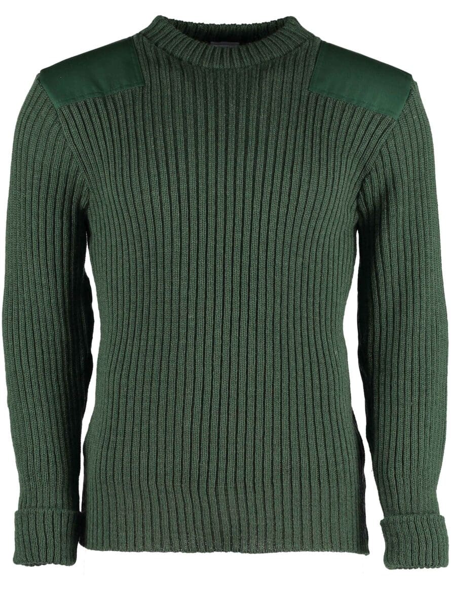 9024 - York Woolly Pully Crew Neck With Patches - Outdoor Knitwear