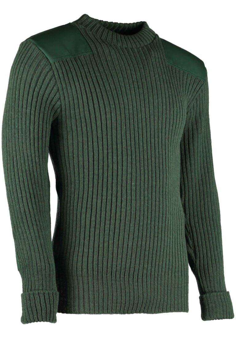9024 - York Woolly Pully Crew Neck With Patches - Outdoor Knitwear
