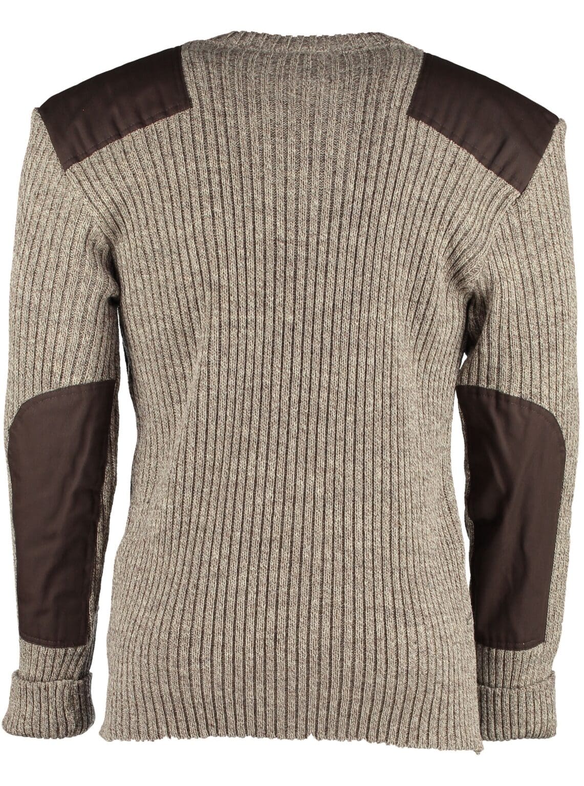 9043 - York Woolly Pully Vee Neck Sweater With Patches - Outdoor Knitwear