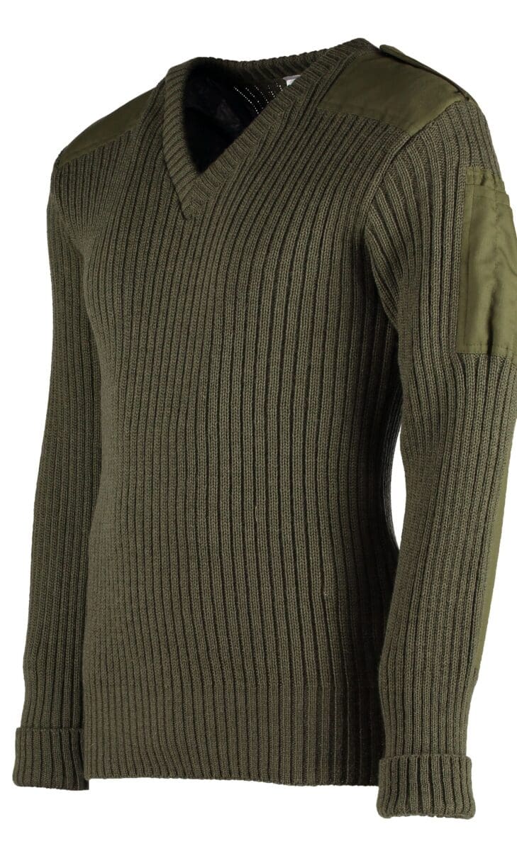9047 - York Woolly Pully Vee Neck Sweater With Patches, Epaulettes and ...