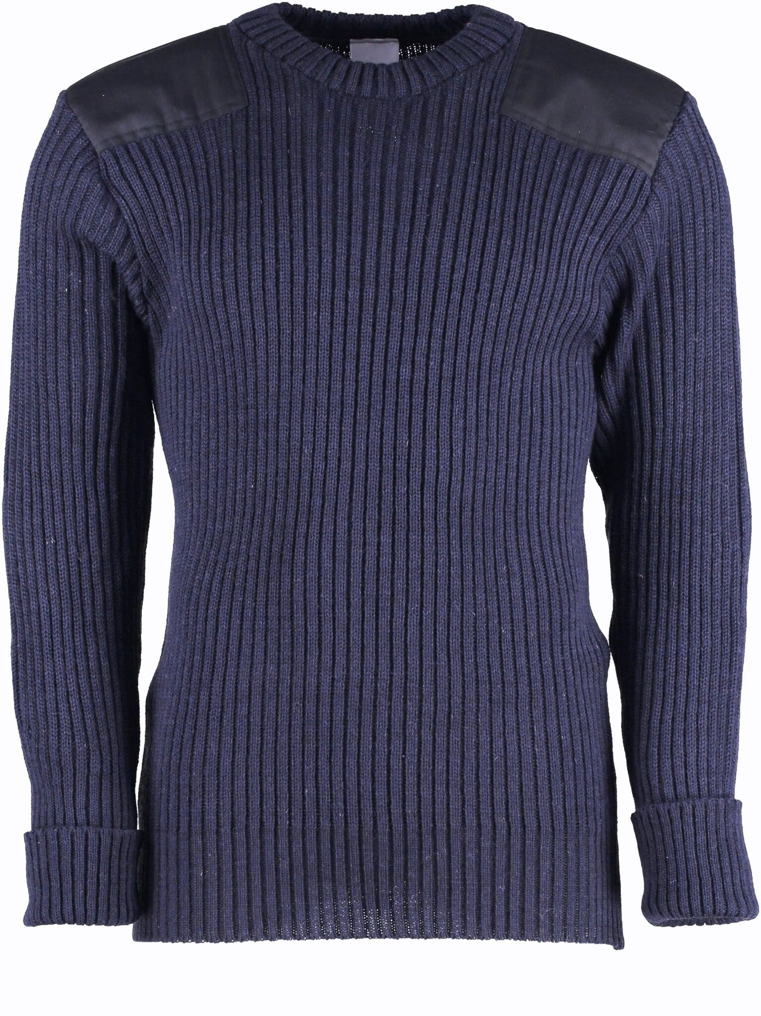 9024 - York Woolly Pully Crew Neck With Patches - Outdoor Knitwear