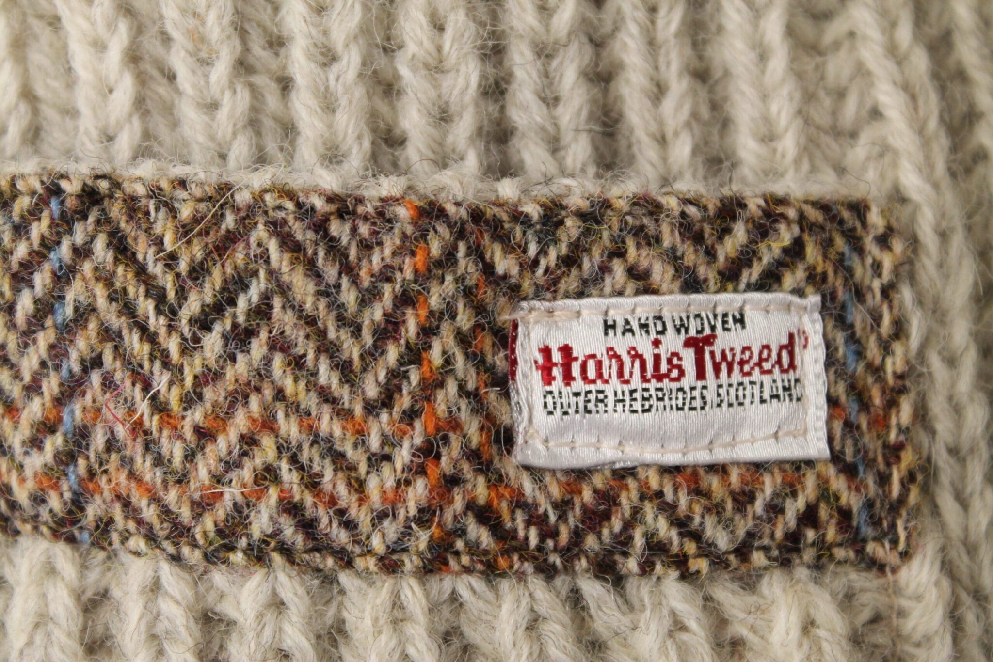Laird - Chunky knit traditional cardigan with Harris Tweed patches ...