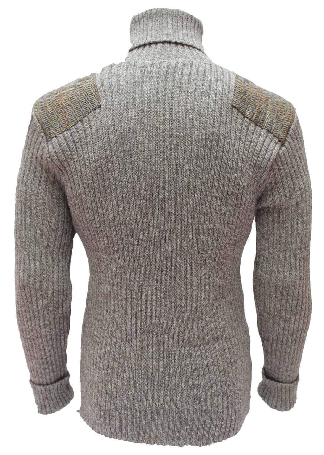 Ghillie - Roll Neck Woolly Pully Sweater with Harris Tweed patches ...