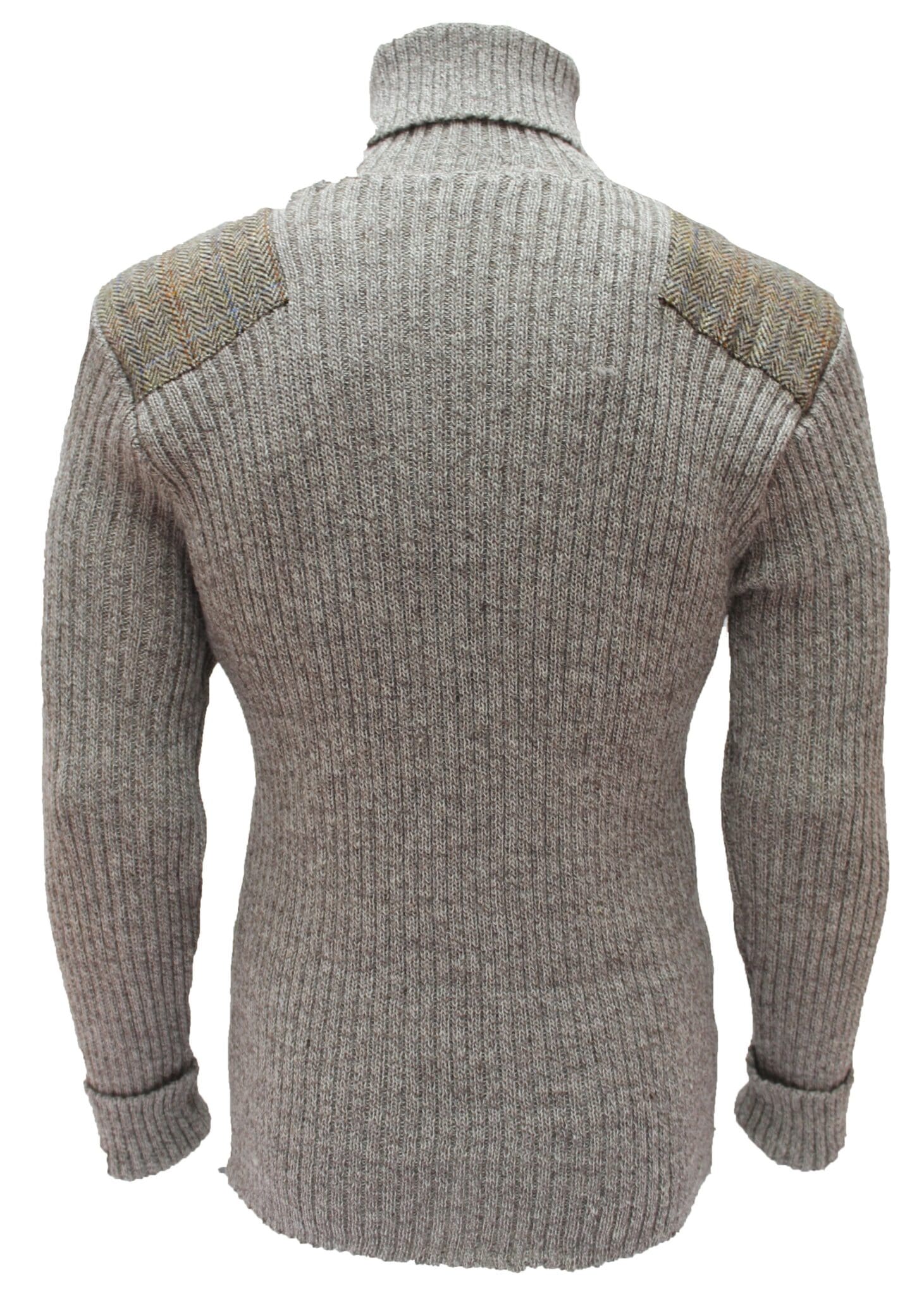 Ghillie - Roll Neck Woolly Pully Sweater with Harris Tweed patches ...