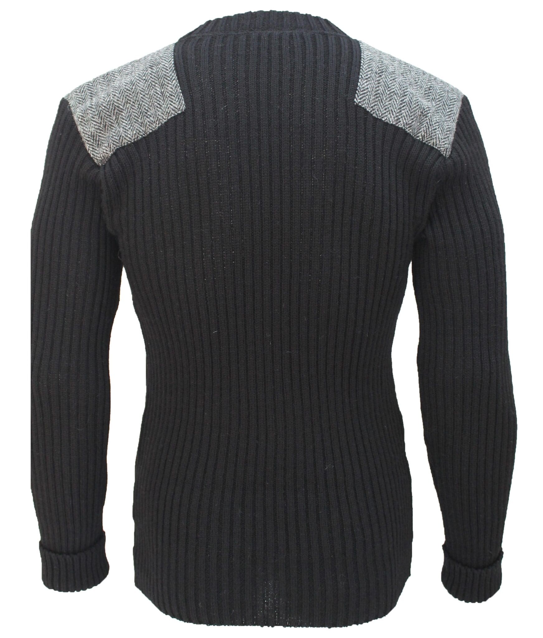 Forrester - Crew Neck Woolly Pully Sweater with Harris Tweed patches ...